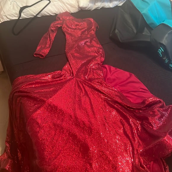 Ashley Lauren | Dresses | One Shoulder Flared Ruby Red Prom Dress ...